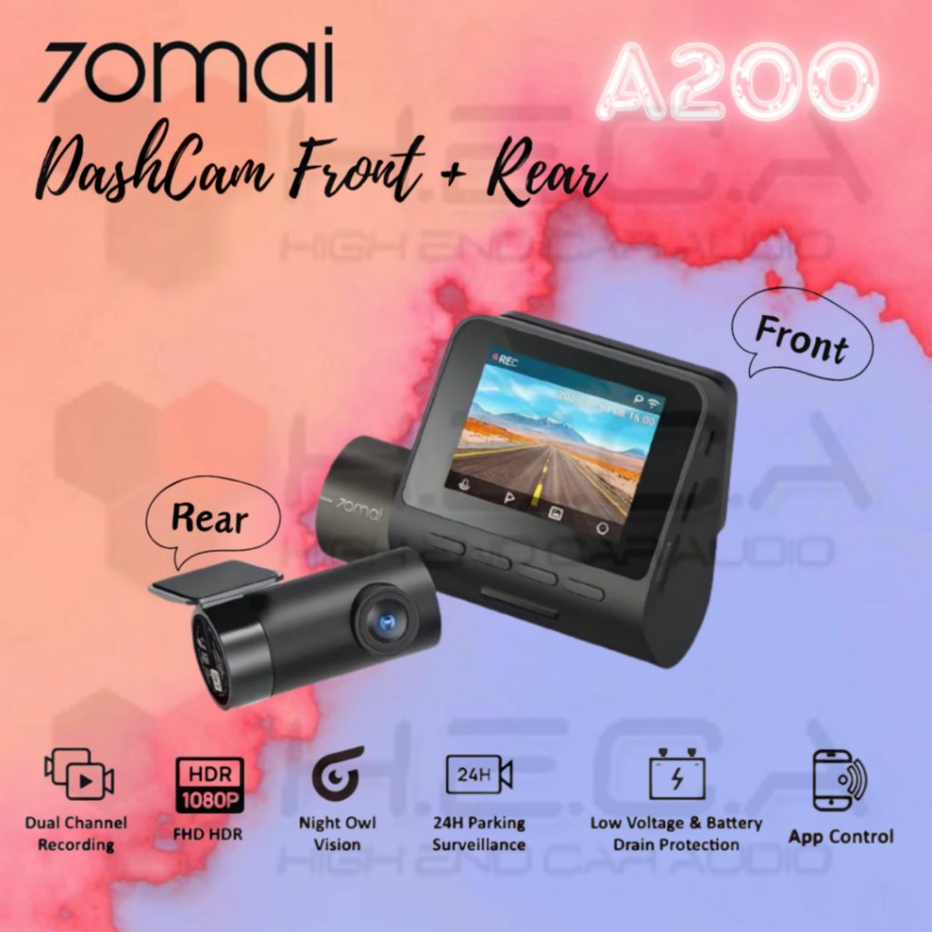 70mai A200 Front & Rear Set Dashcam HDR Camera DVR CCTV Mobil Dash Cam ...